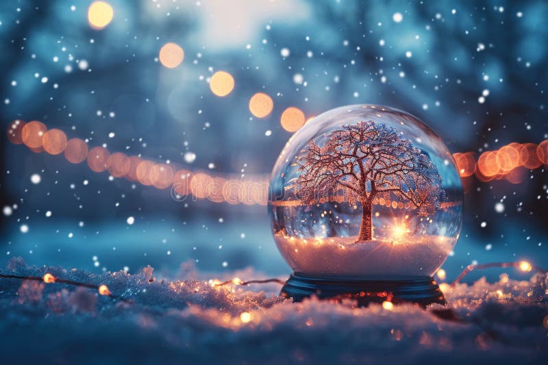 Twilight Snowglobe Scene, Abstract Background Lights, Concept of Wishes ...
