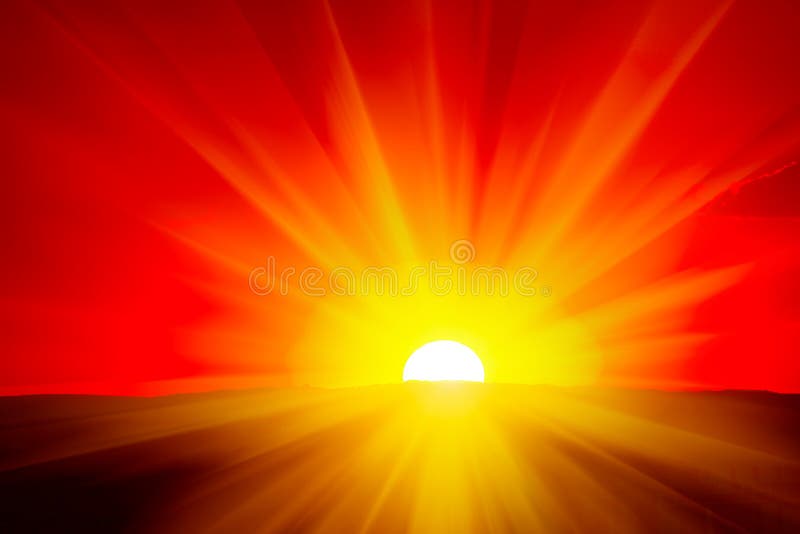 Twilight sun with big rays stock illustration. Illustration of ...