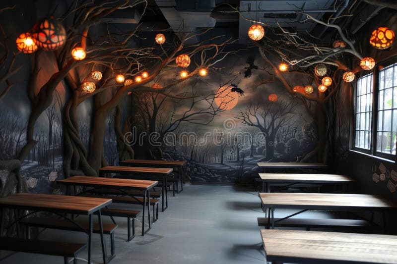 Twilight Themed High School Classroom in Magical Setting Stock ...