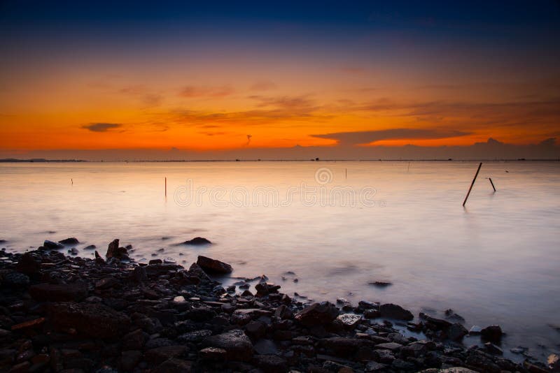 A Twilight Time after Sunset on Beach Stock Image - Image of beautiful ...