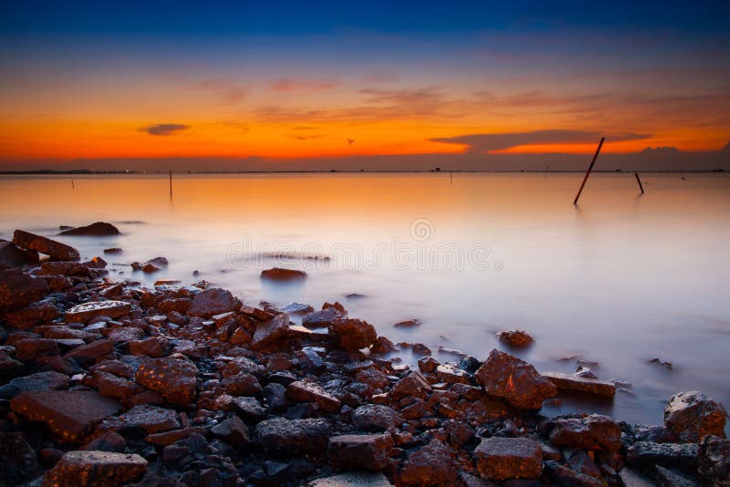 A Twilight Time after Sunset on Beach Stock Image - Image of cloud ...
