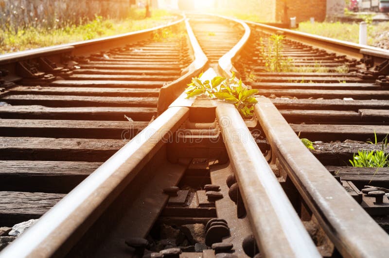 Twilight Under the Advance of the Railway Stock Image - Image of ...