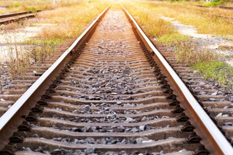 Twilight Under the Advance of the Railway Stock Image - Image of ...