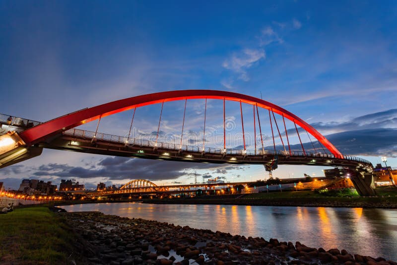 Twilight View of the Beautiful Rainbow Bridge Stock Photo - Image of ...