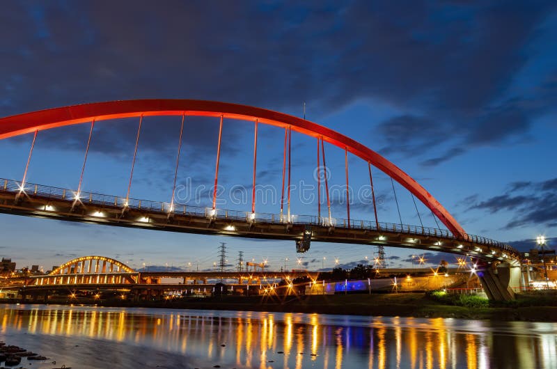 Twilight View of the Beautiful Rainbow Bridge Editorial Image - Image ...