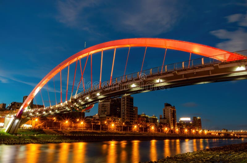 Twilight View of the Beautiful Rainbow Bridge Stock Image - Image of ...