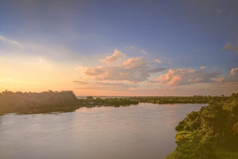 Twilight View with a Calm Small River Stock Photo - Image of small ...