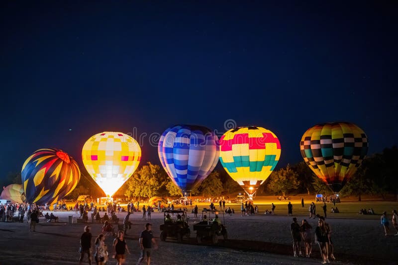 Twilight View of the Firelake Fireflight Balloon Festival Event ...