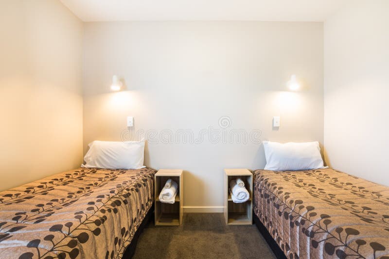 Twin bedroom stock photo. Image of bedside, clean, vacation - 83581648