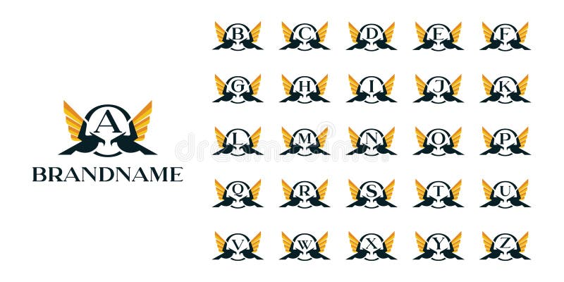 Twin Bird with Alphabets Logo Set, Symbolizing Harmony, Connection, and ...