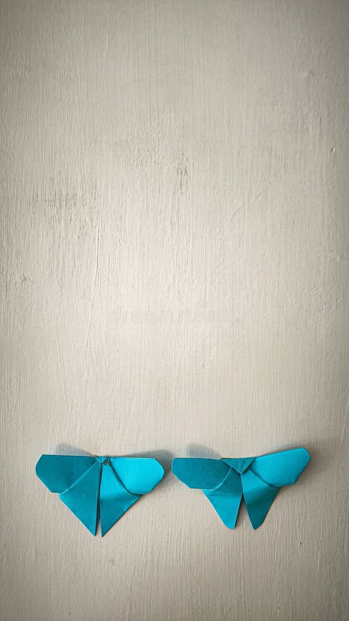 Twin Blue Origami Butterflies Stock Image - Image of pattern, yellow ...