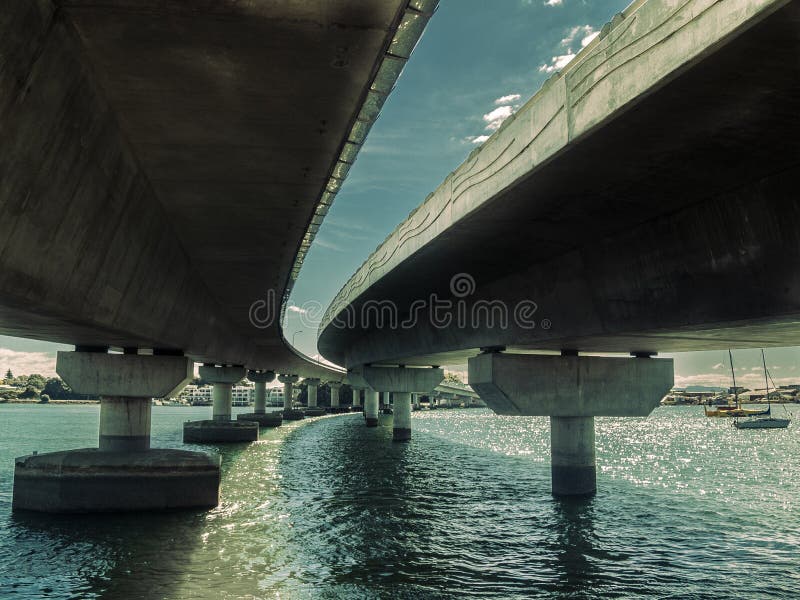 Twin Bridge Structure Below and Leading Lines Stock Image - Image of ...