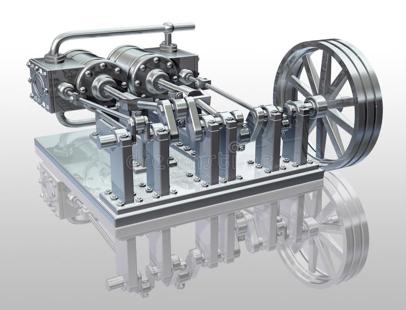 Twin cylinder steam engine stock illustration. Illustration of ...