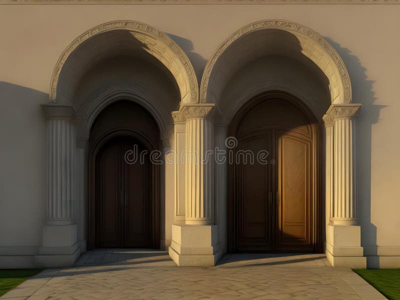 Twin Door Classic Background Ai Generated Stock Illustration ...