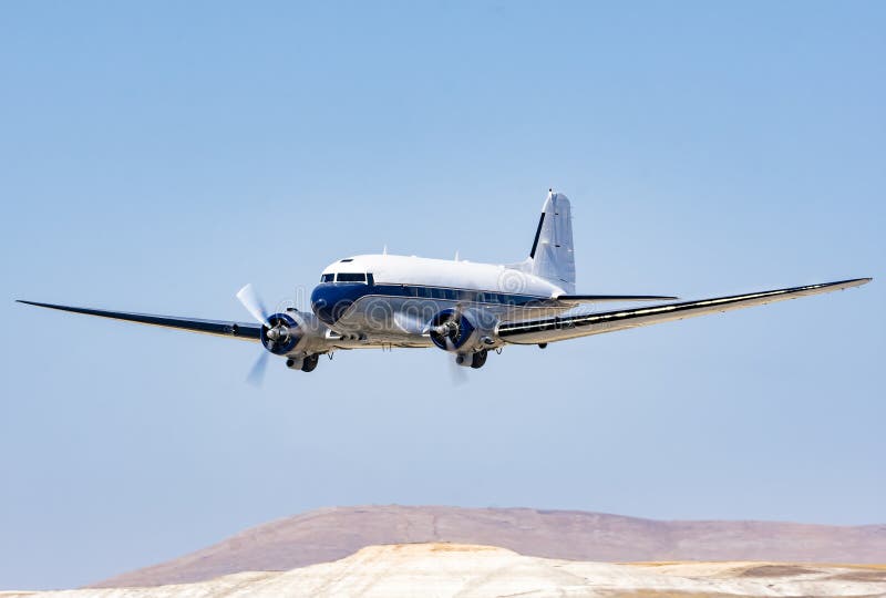 Twin Engine Airplane, Retro, Vintage Old Airplane Stock Image - Image ...