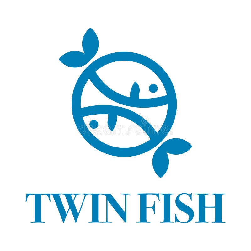 Twin Fish Flat Minimalist Logo Design Stock Illustration - Illustration ...