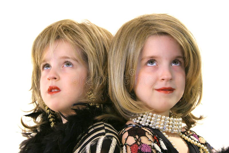 Twin Glamour Models With Wigs Looking Up Picture. Image: 1935904