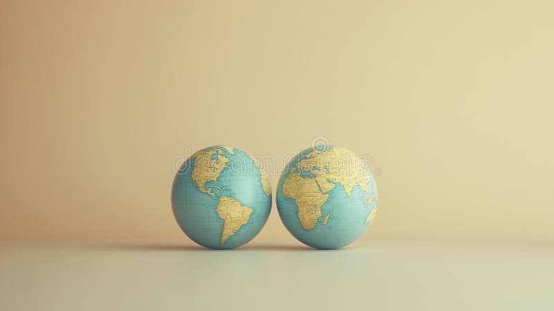 Twin Globes Symbolizing Global Unity and Earth Connection with Toned ...