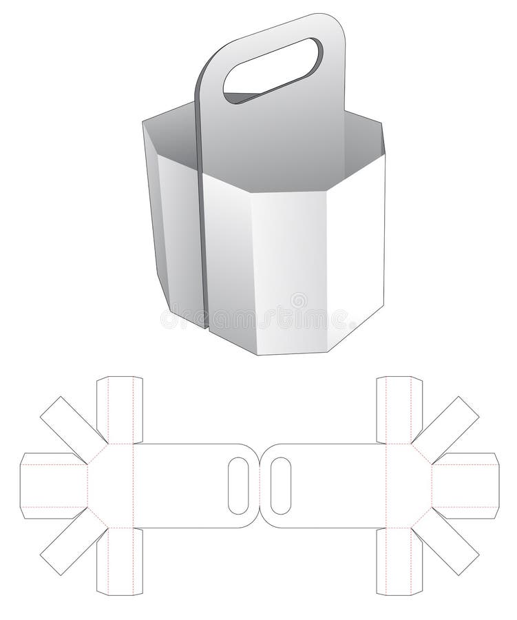 Twin Hexagonal Shaped Box with Handle Die Cut Template Stock Vector ...