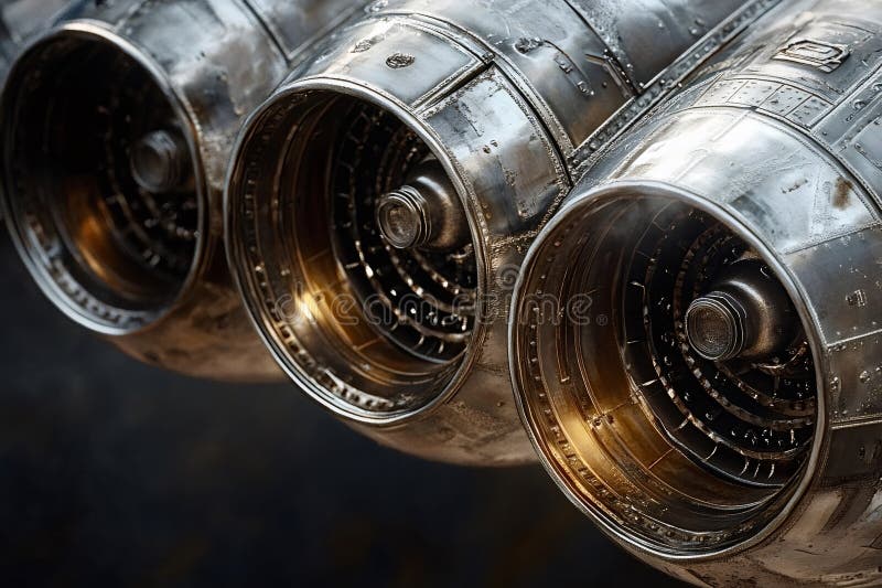 Close-up of Powerful Jet Engines Showing Intricate Mechanical Details ...