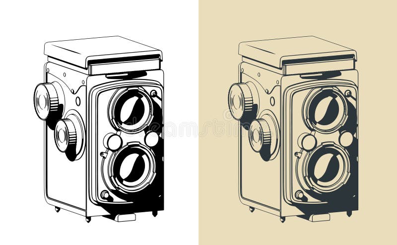 Twin-lens Reflex Vintage Camera Illustrations Stock Vector ...