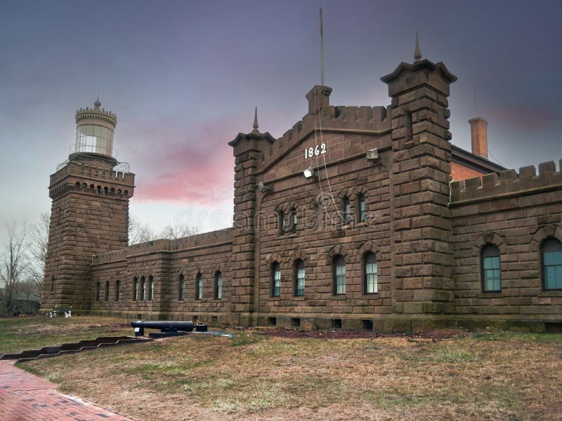 Twin Lights stock photo. Image of lighthouse, cannon - 369075670