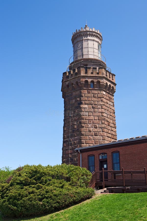 Twin Lights: South Tower, Side View Stock Photo - Image of lighthouse ...
