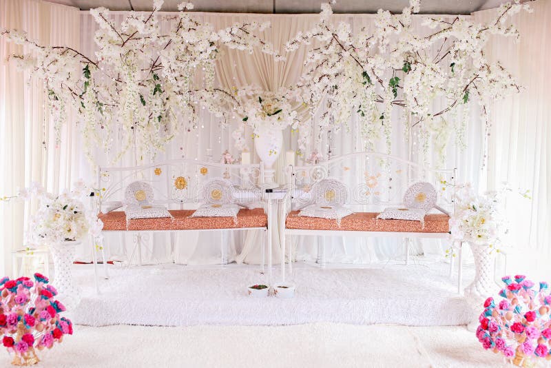 Wedding Dais or Altar on a Stage, Simple and Elegant with White Stock ...