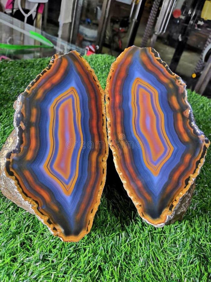 Twin Pieces Colorful Agate Stone Stock Photo - Image of pieces, stone ...