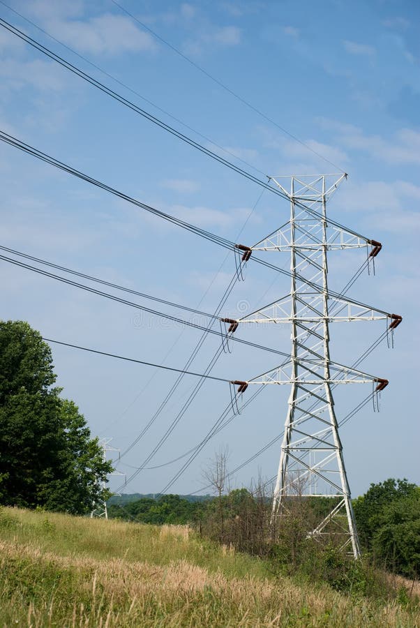 Twin Power Line Towers stock photo. Image of electric - 9805064