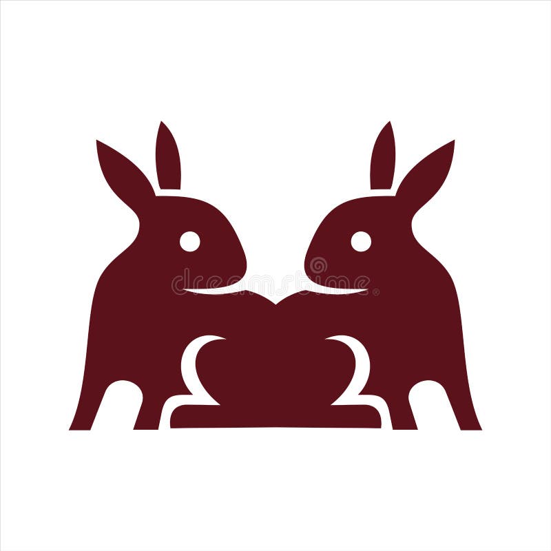 Twin Rabbit Flat Design Icon Logo Stock Vector - Illustration of flat ...