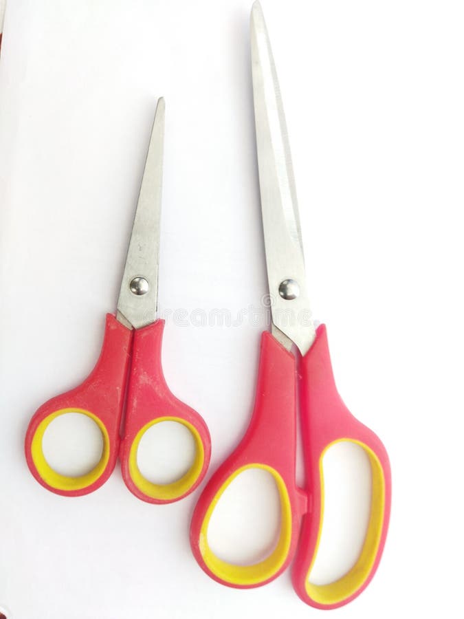 Twin Red Colour Scissors on White Surface Stock Image - Image of copy ...