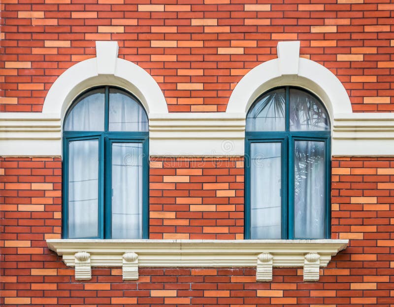 The Vintage Windows, Roof, Concrete Wall and Pavement Stock Image ...