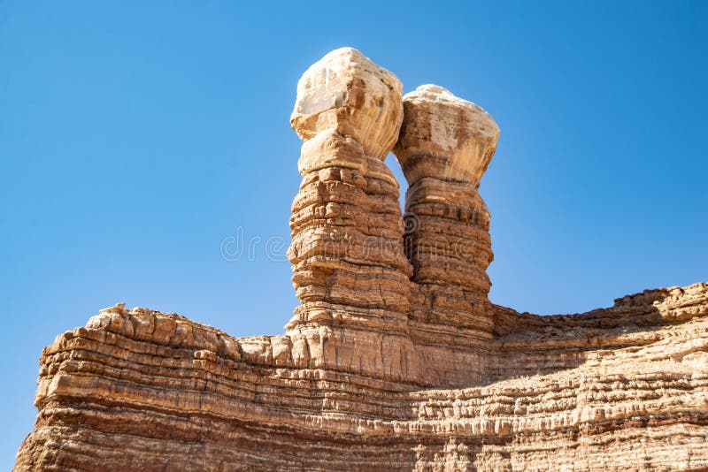 The Twin Rocks of Arches National Park. Stock Photo - Image of dirt ...