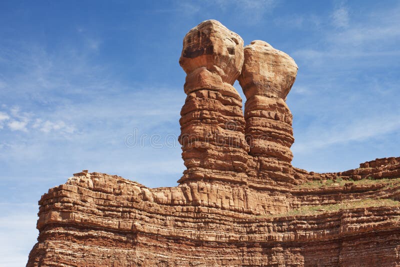 Twin Rocks in Bluff, Utah stock image. Image of nature - 75054261