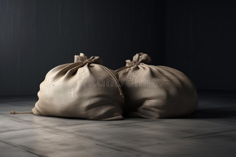 Twin sacks on concrete stock illustration. Illustration of white ...