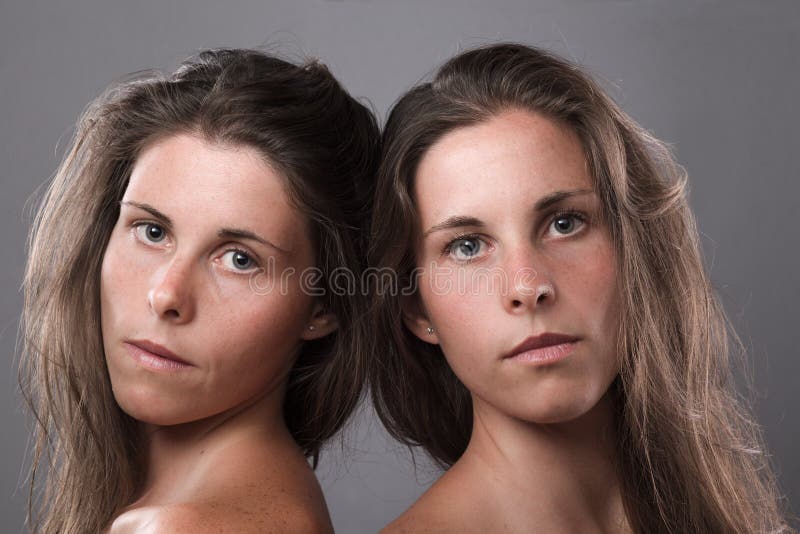Serious Twins stock image. Image of brown, shirt, arms - 26431333