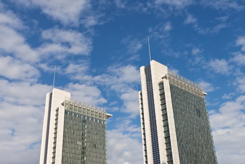 Twin Skyscrapers stock photo. Image of design, tower - 35236880