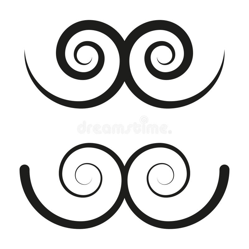 Twin Swirl Form. Spiral Curl Design. Decorative Black Vector. Smooth ...