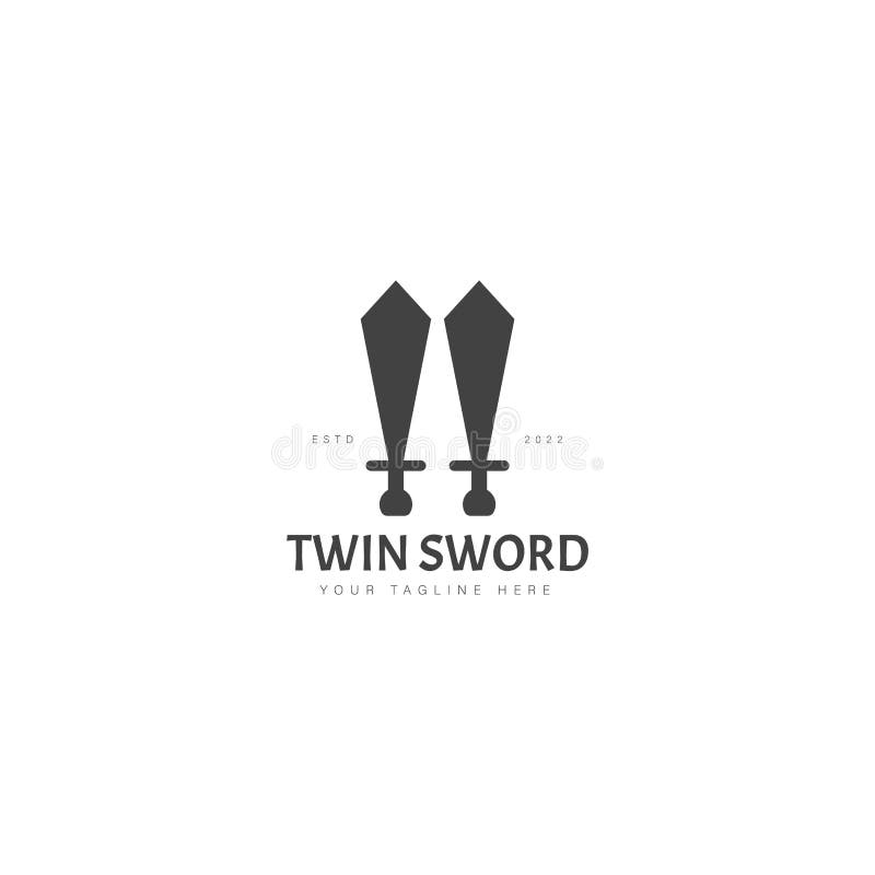 Twin Sword Logo Design Icon Illustration Stock Vector - Illustration of ...