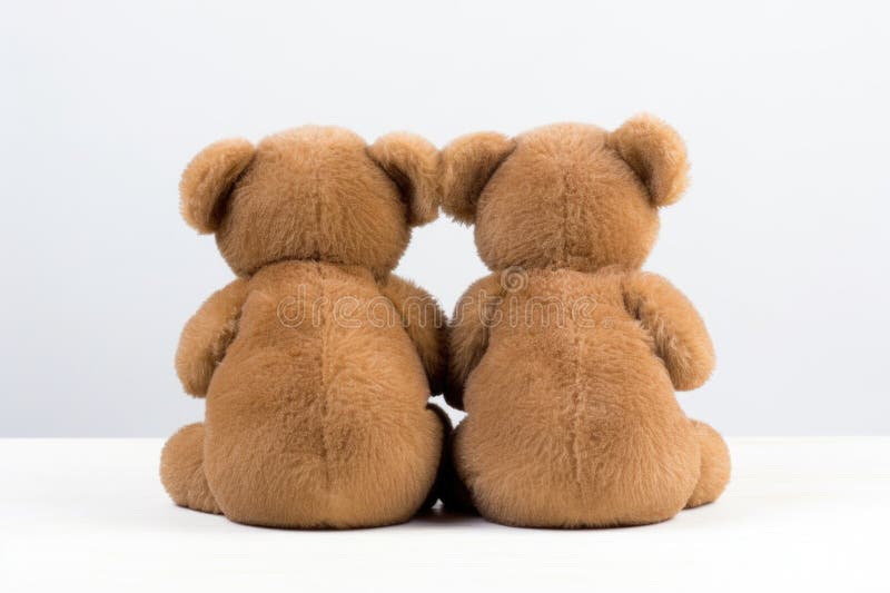 Twin Teddy Bears Sitting Back To Back Stock Image - Image of stuffed ...
