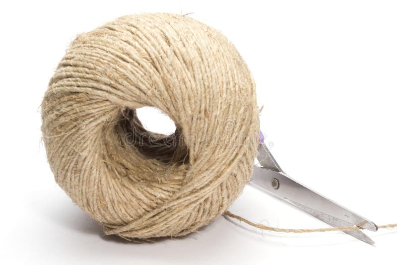 Pair of Scissors and Spool of Natural Twine String Stock Photo - Image ...