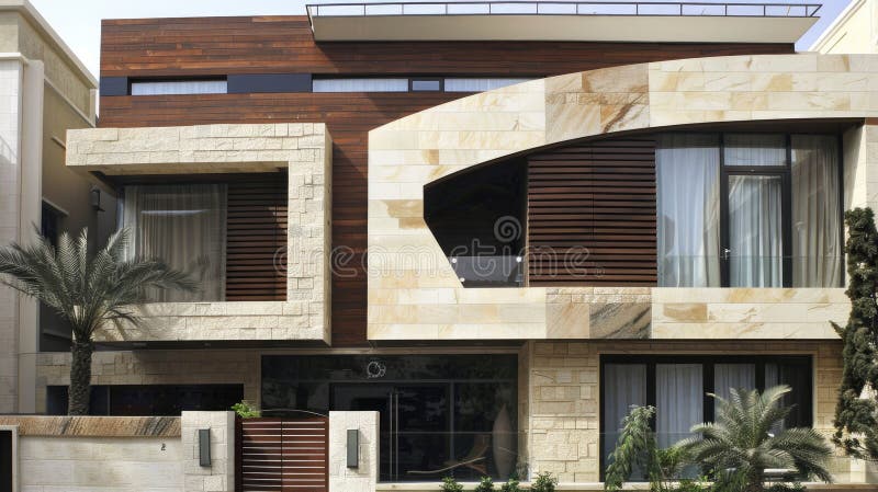 A Twinhouse Facade in the UAE, Adorned with Asymmetric Arches, Vertical ...