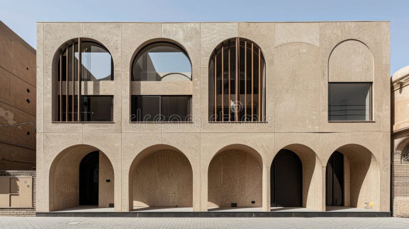 A Twinhouse Facade in the UAE, Adorned with Asymmetric Arches, Vertical ...