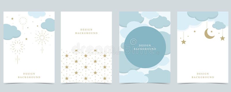 Twinkle Blue Baby Background for Vertical A4 Design with Cloud and Star ...