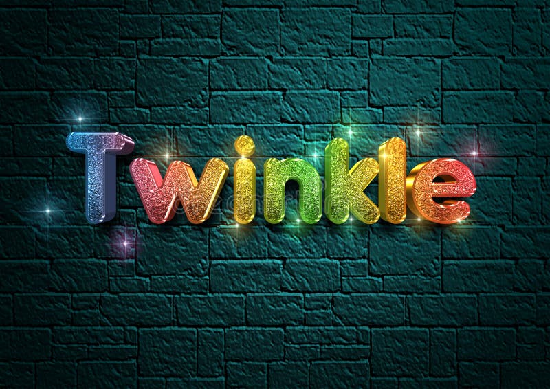 Twinkle in 3D Rainbow Gradient Glitter Font Text Stock Illustration ...