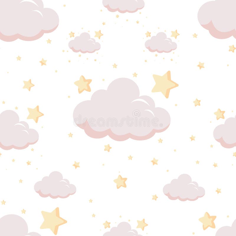Twinkle Pink Baby Seamless Pattern with Cloud and Star Stock Vector ...