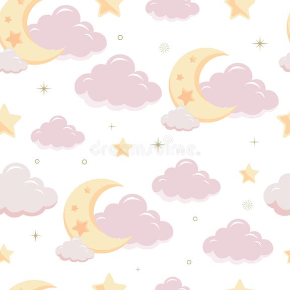 Twinkle Pink Baby Seamless Pattern with Cloud and Star Stock Vector ...
