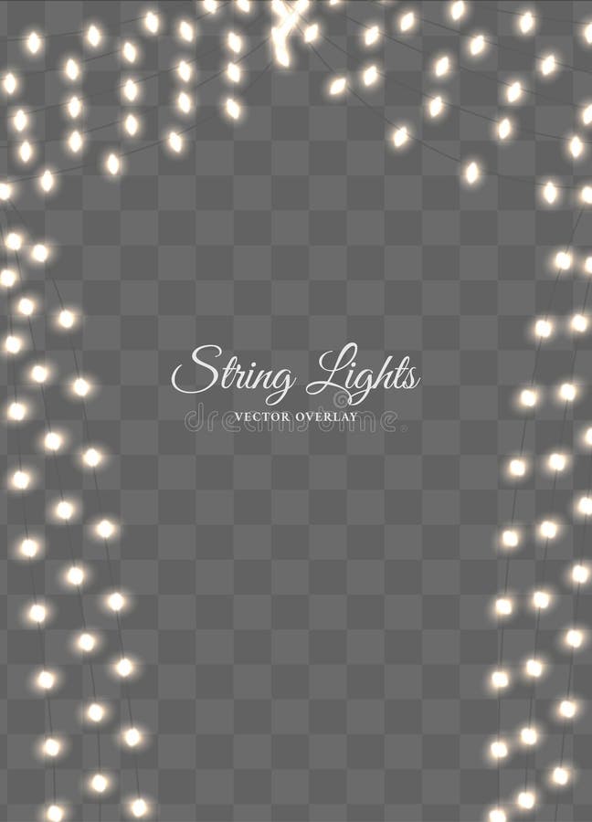 Twinkling Fairy String Lights Overlay Dark Background Stock Vector ...