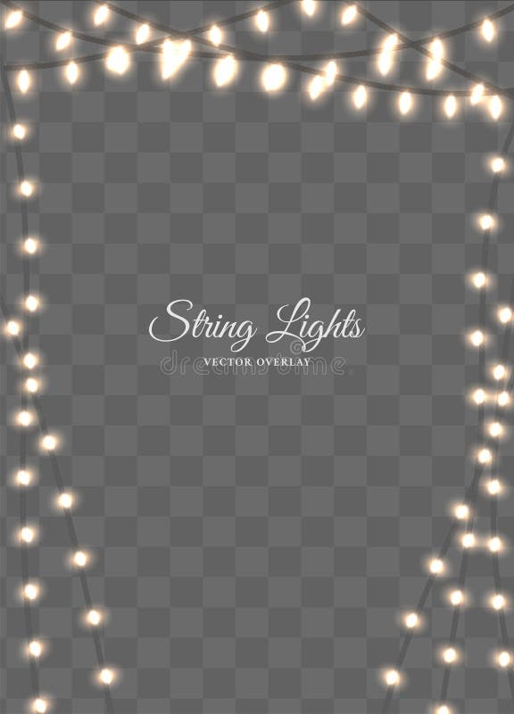 Twinkling Fairy String Lights Overlay Dark Background Stock Vector ...